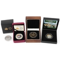 Four silver proof coins including 2005 Nelson and Napoleon crown, 2011 ...