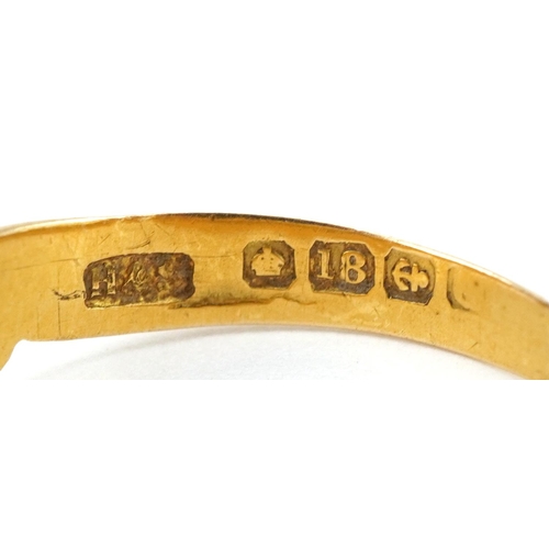 Antique 18ct gold diamond three stone ring, indistinct Birmingham ...