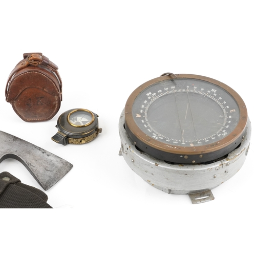 Ross Limited military compass in a leather case together with a ...