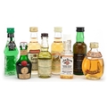 Eight alcohol miniatures including Dimple whisky, Famous Grouse Scotch ...