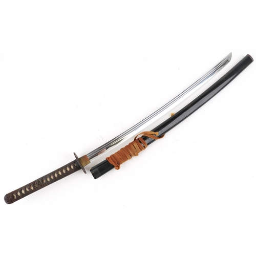 A Japanese kendo kata katana, 102cm in length. .Tsuba, fuchi, and ...