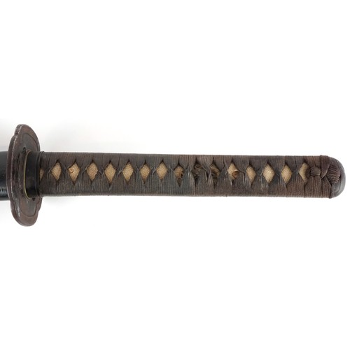 A Japanese kendo kata katana, 102cm in length. .Tsuba, fuchi, and ...