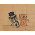 Louis Wain - Drinks, early 20th century British School, mixed media on ...