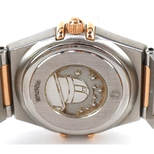 Omega, a ladies Omega Constellation bi-colour wristwatch having diamond ...
