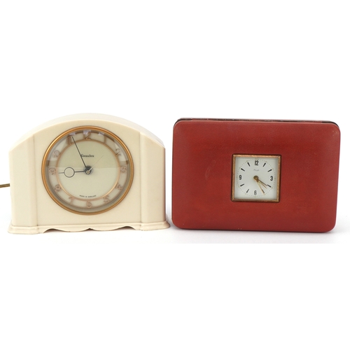 Two Art Deco clocks including a Genalex Bakelite mantle clock with ...
