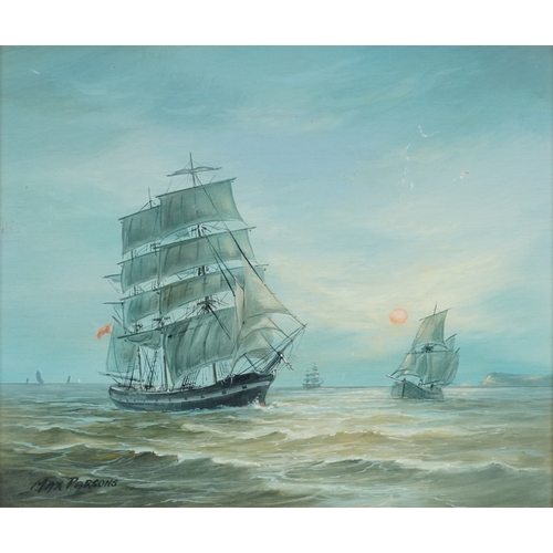 Max Parsons - Boats at sea, early 20th century British school, oil on ...