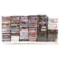 An extensive collection of adult entertainment DVDs and VHS cassettes.