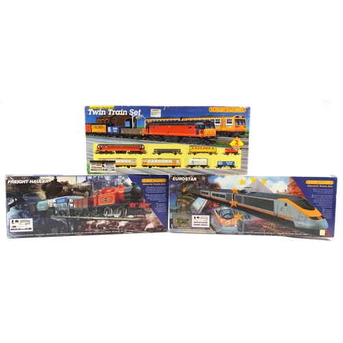 Three Hornby electric train sets comprising The Freight Hauler, The ...