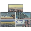 Christopher Wormell - Five Adnams advertising prints, each framed and ...
