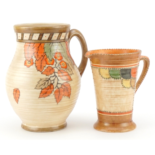 Two Charlotte Rhead for Crown Ducal Art Deco pottery jugs in the Stitch ...