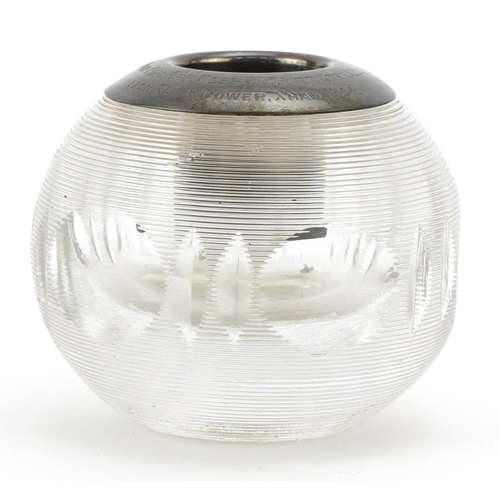 John Grinsell & Sons, a silver mounted globular ribbed glass match ...