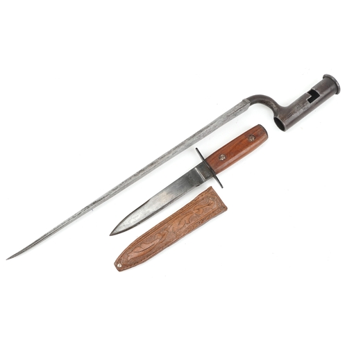 A military interest steel ring bayonet and an Italian Youth knife with ...