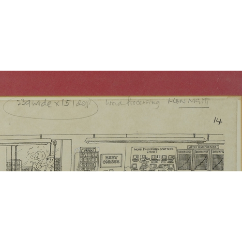 Ken Pyne - Two comical ink illustrations with pencil notes, Word ...