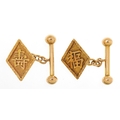 A pair of Chinese 18ct gold cufflinks, 18mm x 13mm, 5.5g.