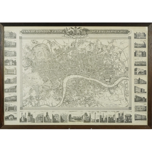 A 19th century map of London, circa 1832, framed and glazed, 55cm x 81cm.