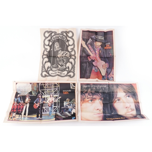 Four 1970s musician and singer music posters by Sounds comprising T-Rex ...