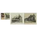 Edward J Cherry - Thatched buildings, a set of three pencil signed ...