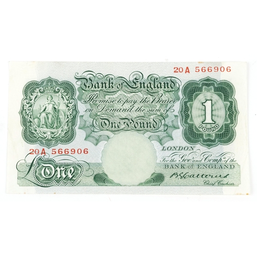 A seated Britannia Bank of England 1930s green one pound note, Chief ...