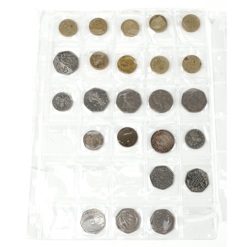 British and Channel Islands fifty pence pieces, one pound and two pound ...