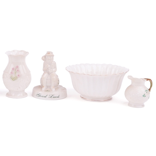 A collection of Belleek and Donegal Irish porcelain including an old ...