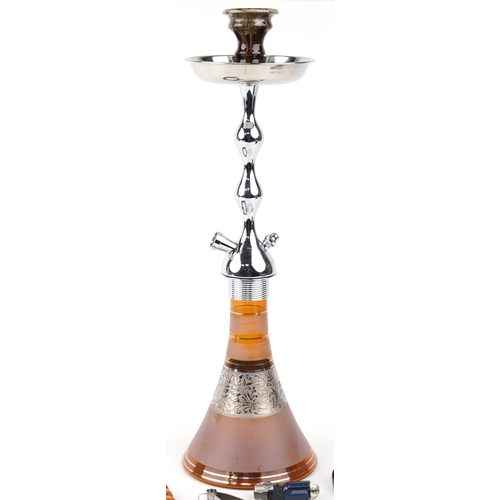 An as new Mya Bohemian glass hookah pipe, 55cm high, with protective ...