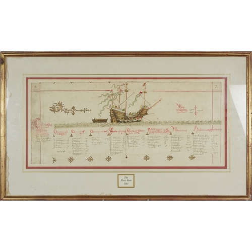 The Mary Rose, a hand coloured facsimile of the original painting, 133/ ...