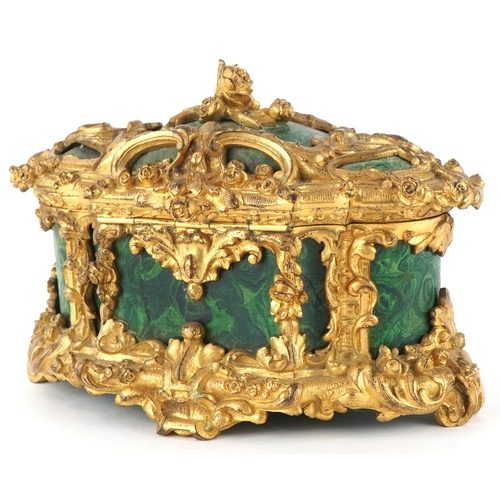 A 19th century French ormolu mounted jewellery casket with faux ...
