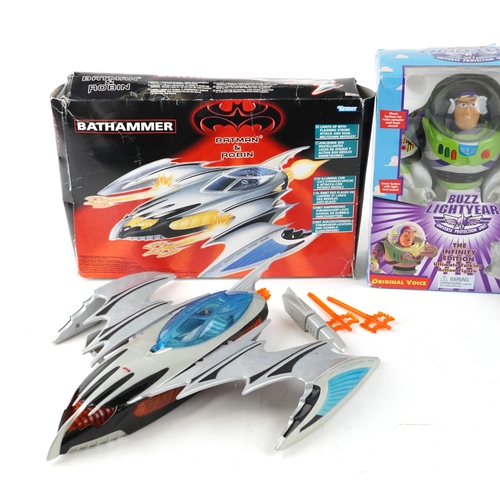 Vintage and later toys comprising a Disney Buzz Lightyear, Batman ...