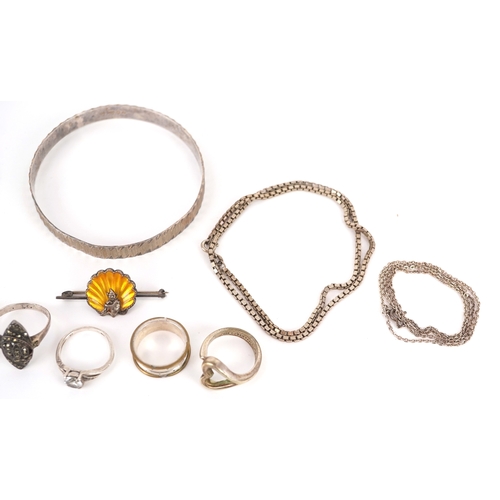 Antique and later silver jewellery including a Tiffany & Co. ring, Tree ...