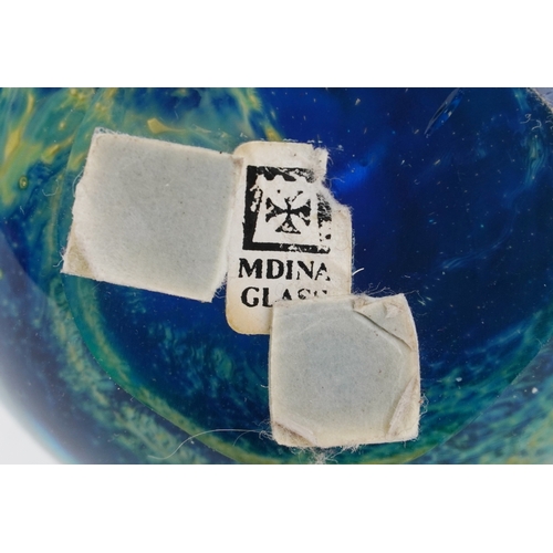 Art glassware including a Whitefriars controlled bubble paperweight and ...