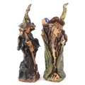 Two Studio pottery wizard and witch figures by Joy Pamphilon, each ...