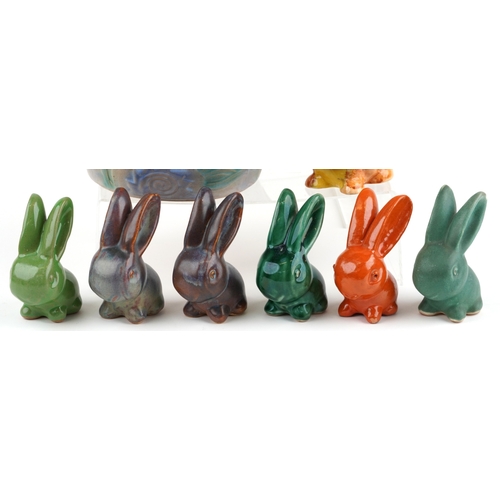 A collection of Bourne Denby Danesby Ware rabbits together with similar ...