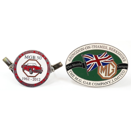 Four vintage car radiator badges including The Morris Garages, Civil ...