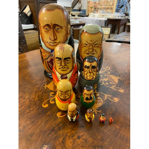 Set of 10 Russian Nesting Dolls Wood Russian Presidents/ Leaders ...