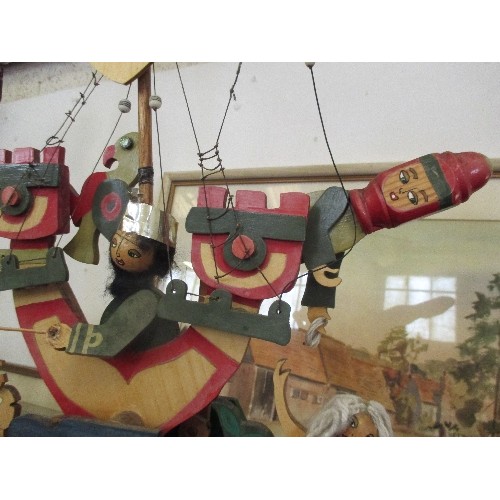 CIRCA 1970'S / 80'S HAND MADE WOODEN TOY AUTOMATON "FISHING KING" WITH ...