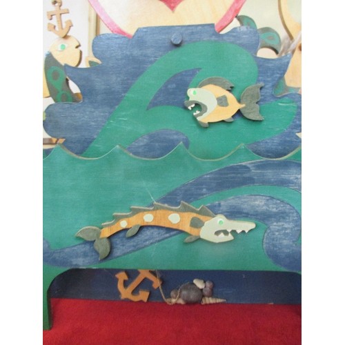 CIRCA 1970'S / 80'S HAND MADE WOODEN TOY AUTOMATON "FISHING KING" WITH ...