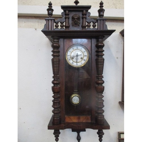 VICTORIAN WALNUT CASED 8 DAY VIENNA STYLE WALL CLOCK WITH BRASS ...