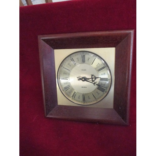 PALLAS HEGES QUARTZ WALL CLOCK IN MAHOGANY FRAME