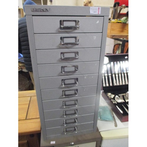 A VINTAGE BISLEY PAPER FILING CABINET IN GREY WITH 10 DRAWERS - 28CM X ...