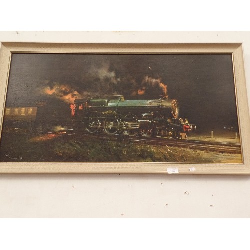 TERENCE CUNEO PRINT "NIGHT KING TRAIN" 1970 IN ORIGINAL FRAME - 96CM X 52CM