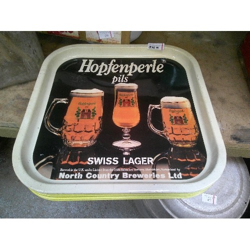 A VINTAGE HOPFENPERLE PILS TIN PUB TRAY BY NORTH COUNTRY BREWERIES LTD ...