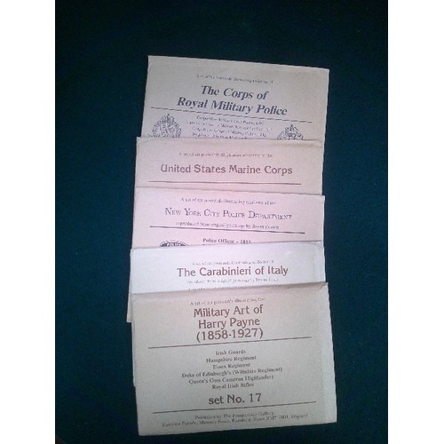 5 PART SETS OF MILITARY POSTCARDS IN PRINTED ENVELOPES INCLUDING ...