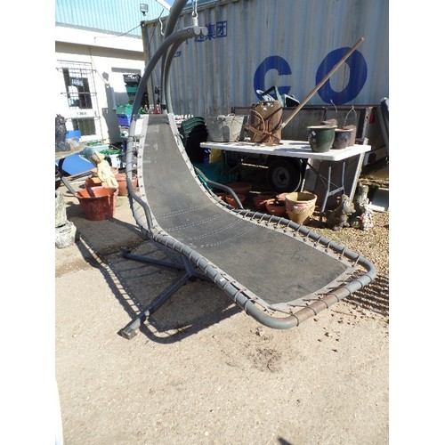 LARGE SUSPENDED HANGING GARDEN RECLINER, ON ITS OWN BASE. POWDER-COATED ...