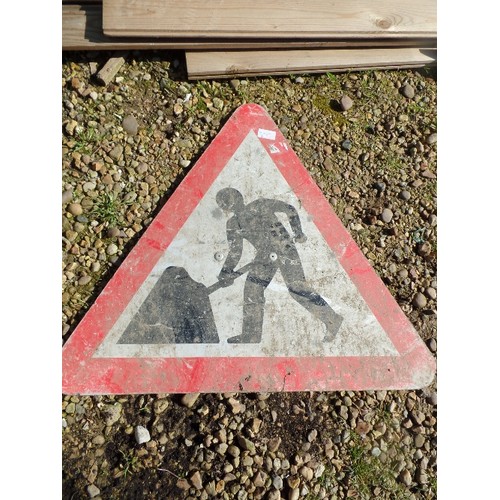 TRIANGULAR 'MEN AT WORK' SIGN.