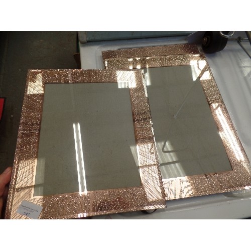 3 X NEW 'ROSE-GOLD' GLITTER-FRAMES. [ A 10X8, AND 2 X A4]