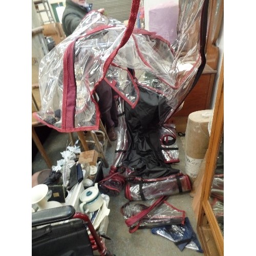 LARGE PLASTIC COVER IN CLEAR PLASTIC WITH BURGUNDY TRIM "SEDAN CANOPY ...