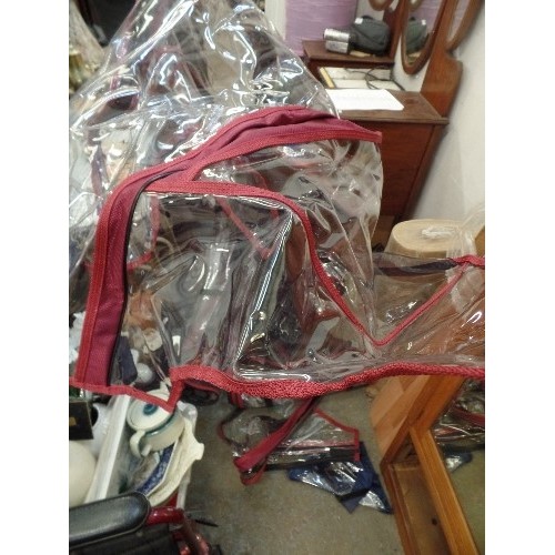 LARGE PLASTIC COVER IN CLEAR PLASTIC WITH BURGUNDY TRIM "SEDAN CANOPY ...