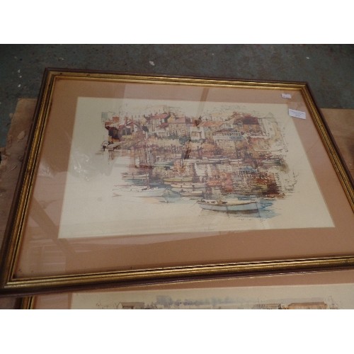 4 LARGE FRAMED/GLAZED CORNISH PRINTS BY ERIC MASON. MOUSEHOLE, LOOE ...