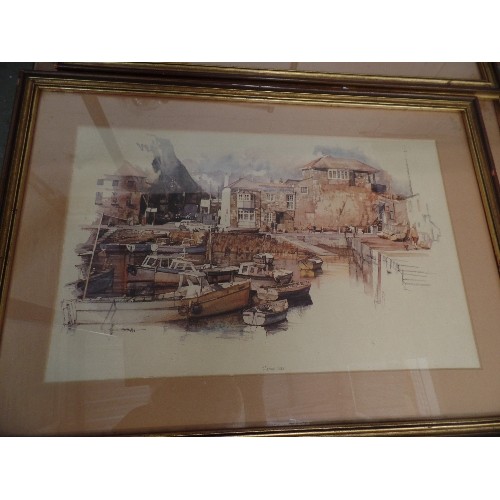 4 LARGE FRAMED/GLAZED CORNISH PRINTS BY ERIC MASON. MOUSEHOLE, LOOE ...