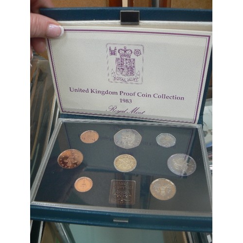 ROYAL MINT 1983 UK COIN COLLECTION. IN PRESENTATION PERSPEX BLOCK ...